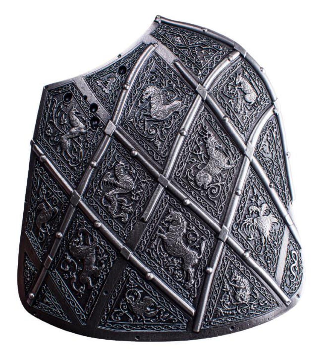 2023 South Korea Trellised Targe Shield 1 Kilo Silver Antiqued Stacker ...