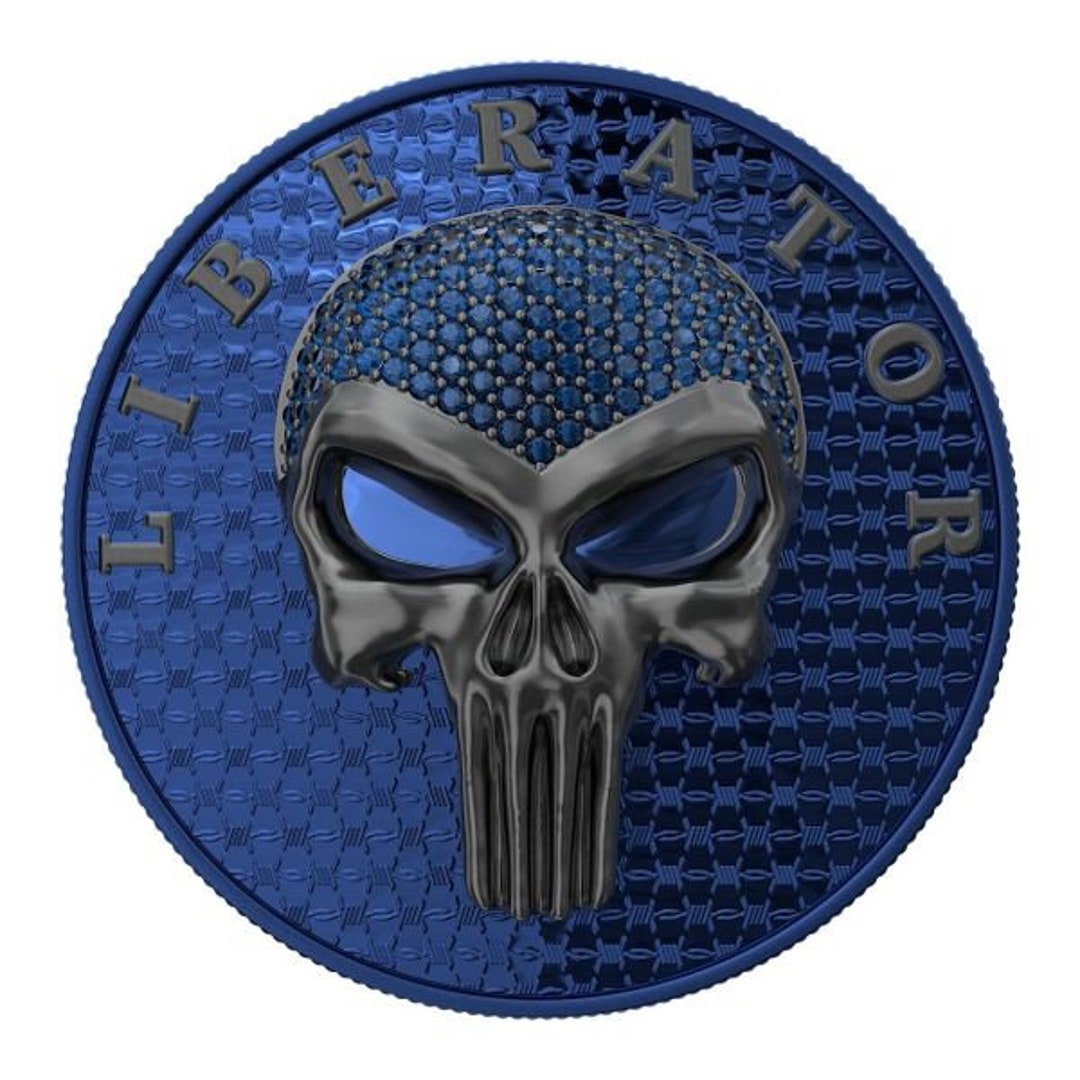 The Dark Side 2021 THE Liberator BLUE Crystal Skull Swarovski .999 1 Oz ...