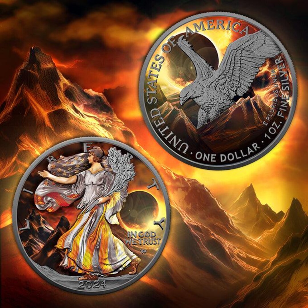 2024 USA American Eagle 1 Oz Solar Eclipse Colorized Coin - Etsy