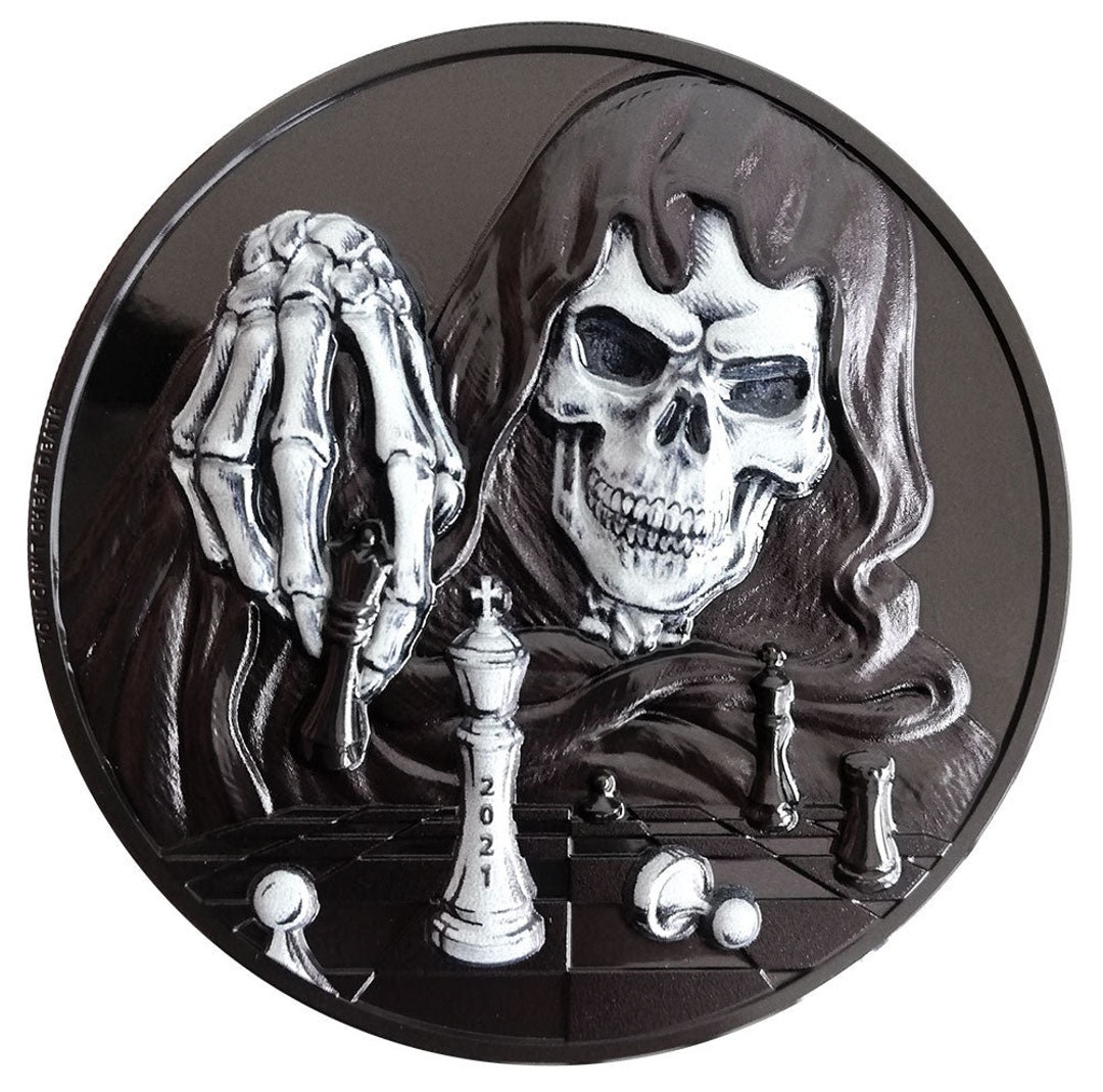The DARK CHECKMATE You Can't Cheat Death 3 Oz Silver Coin 20USD Palau ...