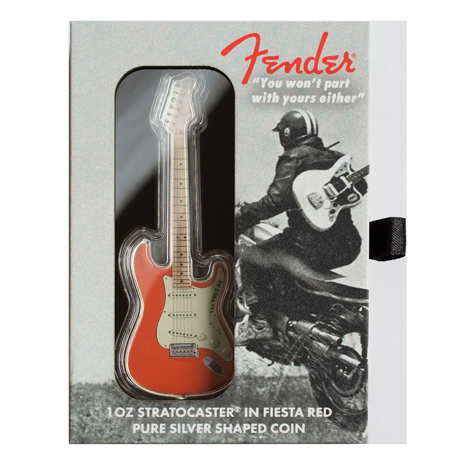 Pamp 1 Oz Silver Fiesta Red Fender Stratocaster Guitar Coin .999 Silver ...