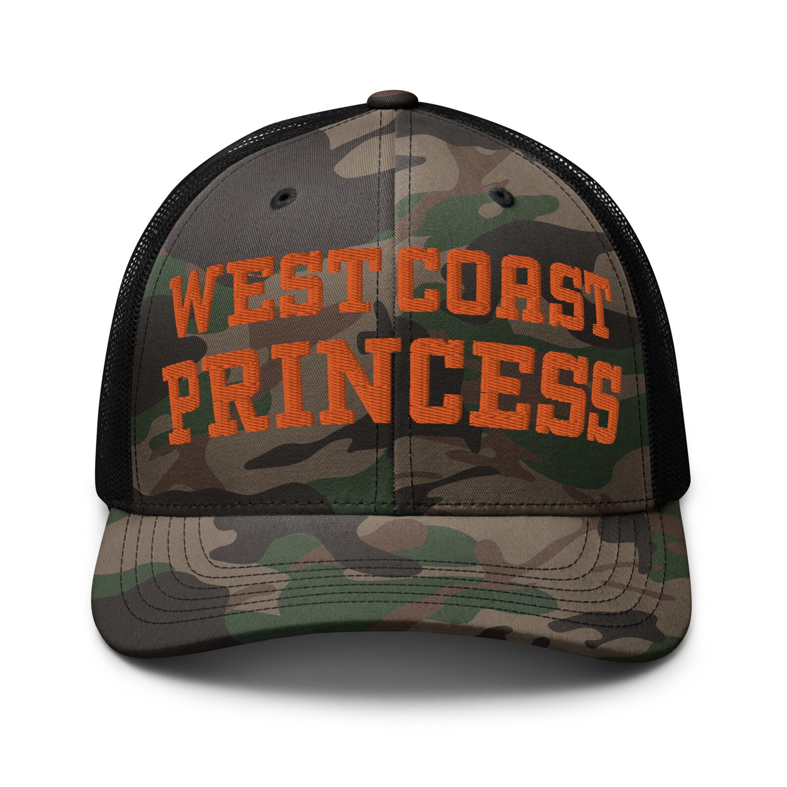 West Coast Princess Camouflage Trucker Hat - Orange Embroidered - Etsy