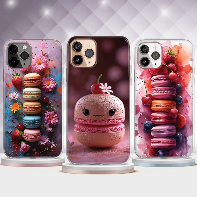 Kawaii Decoden Aesthetic Macaron Cute Pink Phone Case, iPhone 15 14 13 ...