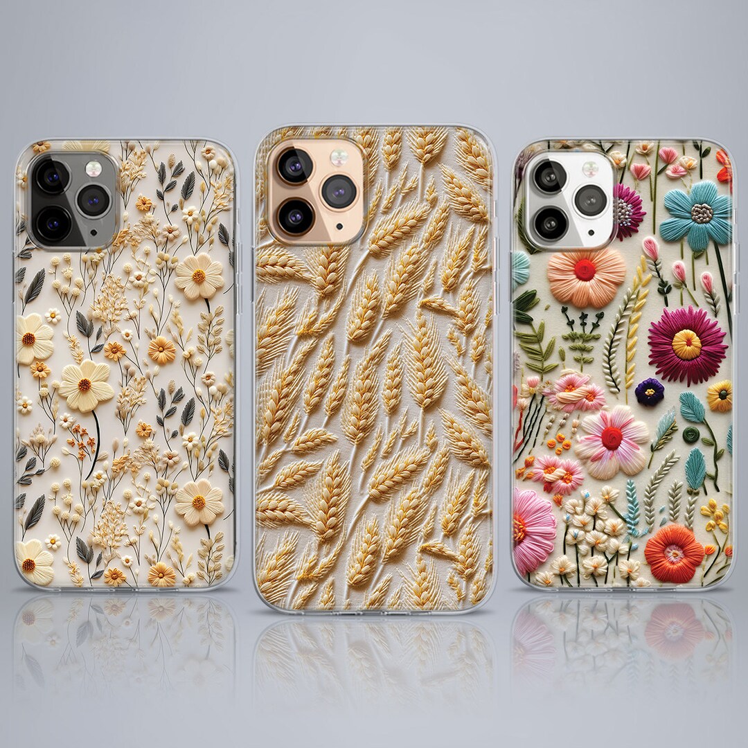 Peonies Embroidery Floral Girly Phone Case, iPhone 15 14 Magsafe Case ...