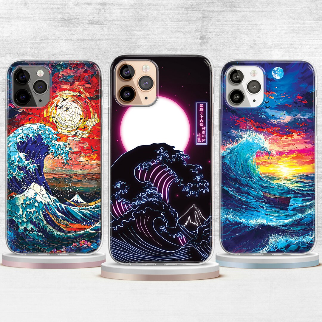 Katsushika Hokusai Great Waves Japanese Phone Case, iPhone 15 14 13 12 ...