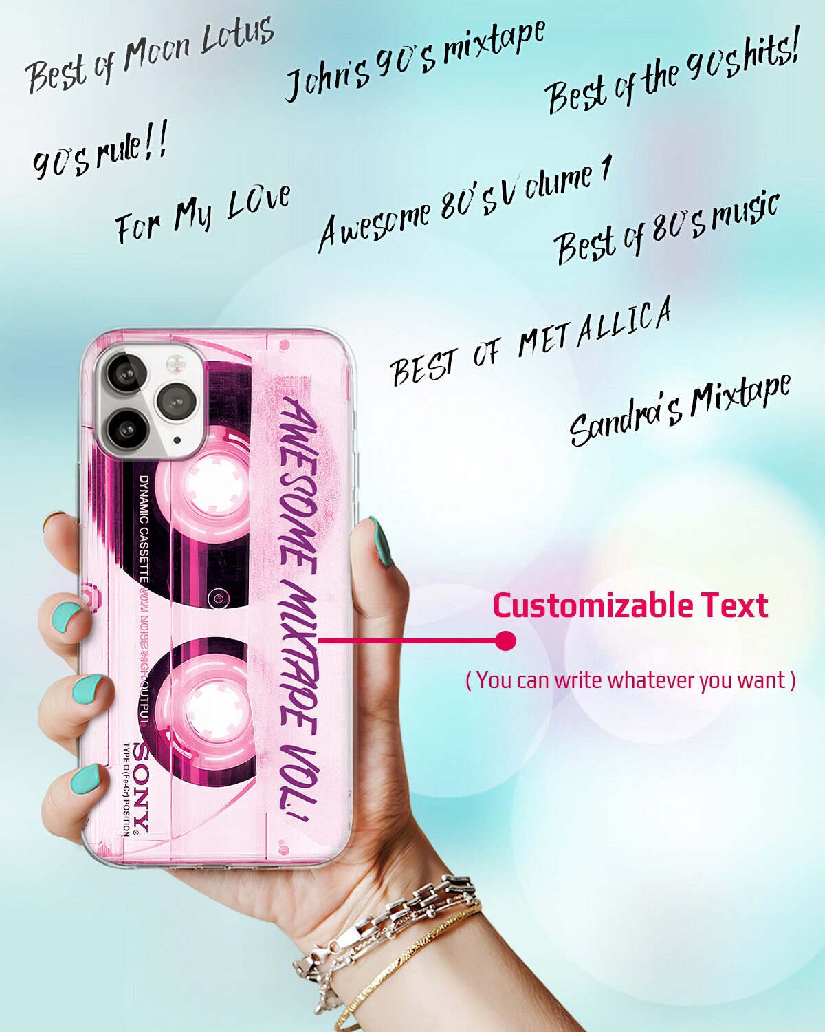 Y2K Retro Custom Mixtape Cassette Tape Phone Case, 80s 90s Nostalgia ...