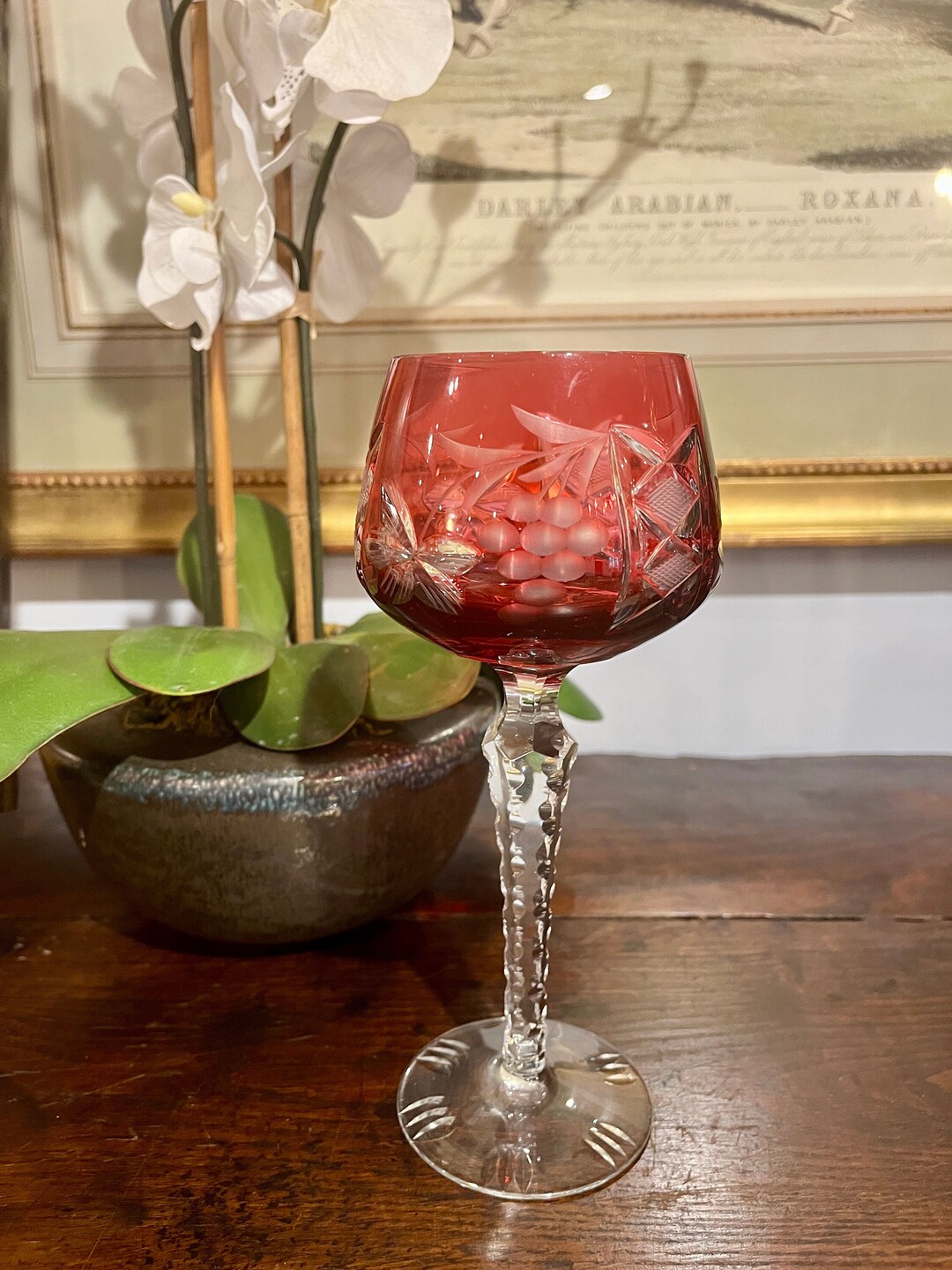 Ajka Crystal Wine Glass, Marsala Pattern, Golden Red, Ruby Red ...