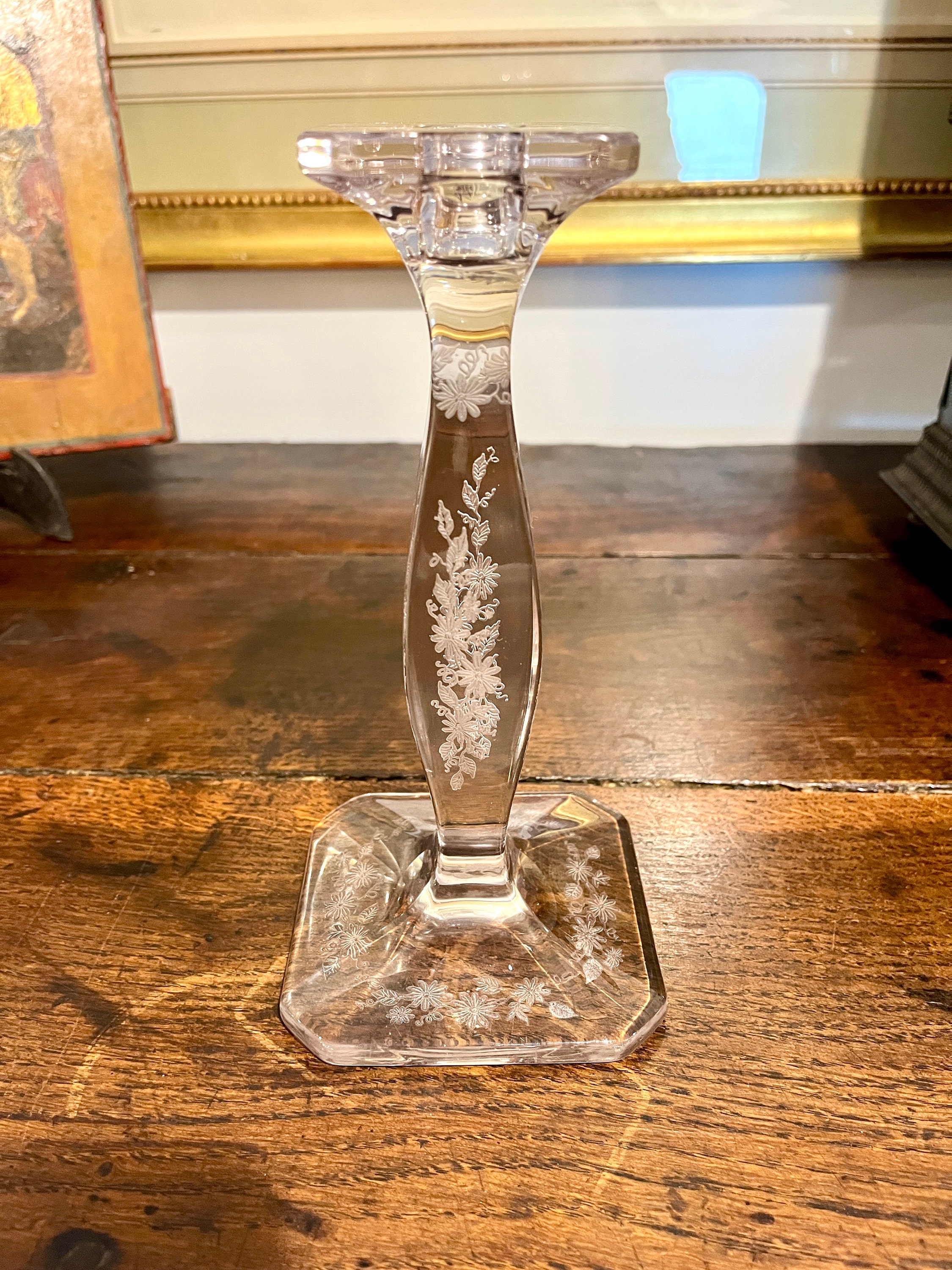 Vintage Fostoria Candlestick, Fostoria #1490 Daisy Pattern, Floral ...