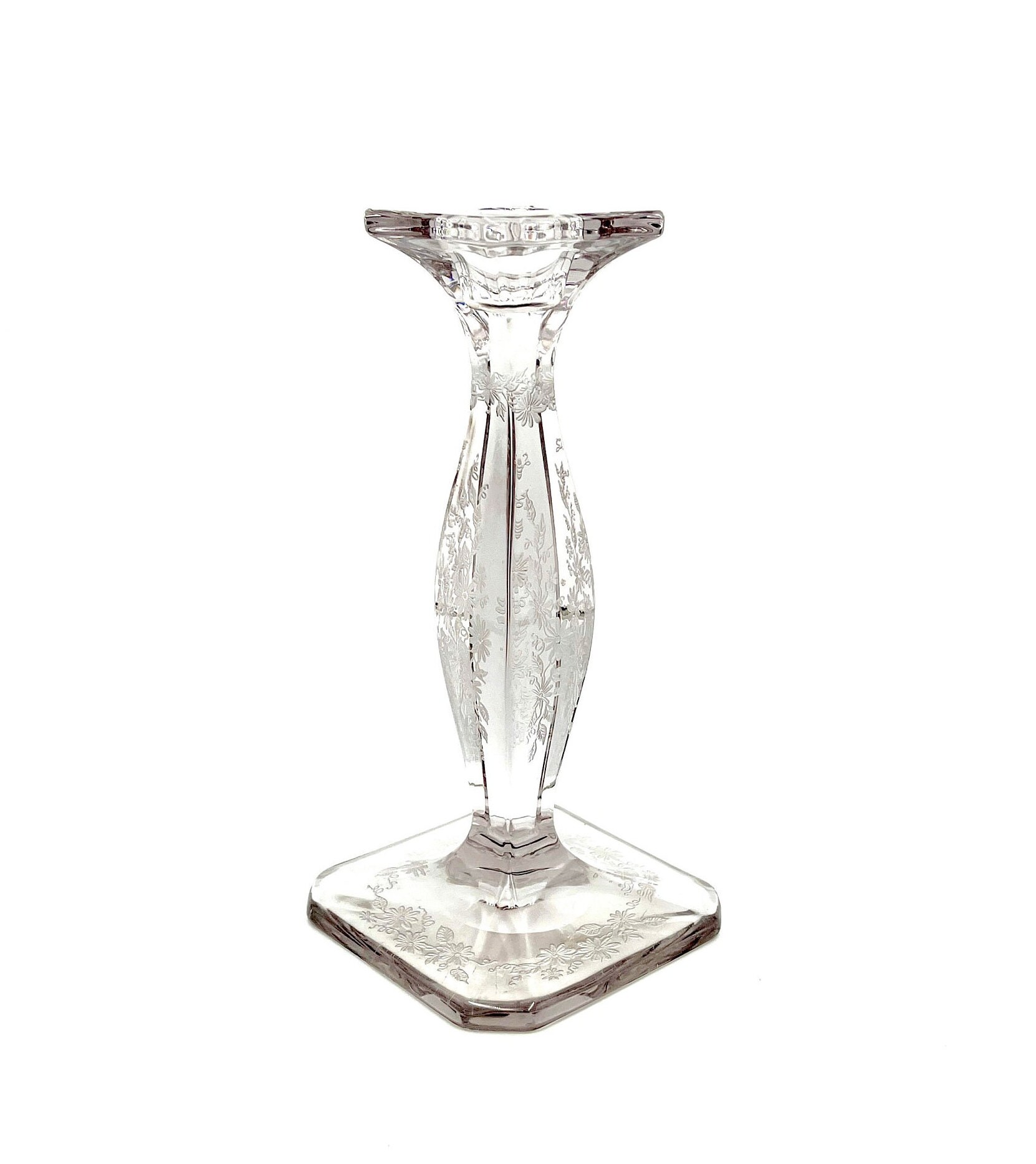 Vintage Fostoria Candlestick, Fostoria #1490 Daisy Pattern, Floral ...