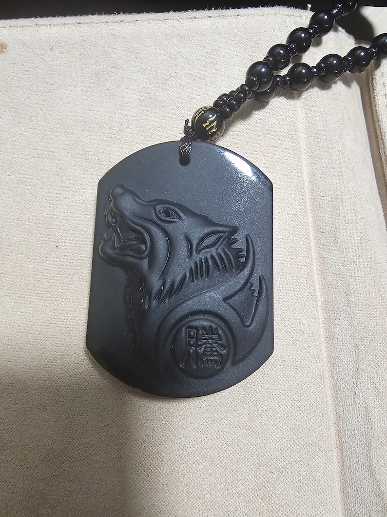 Laser Cut Obsidian Wolf Head Pendant - Etsy
