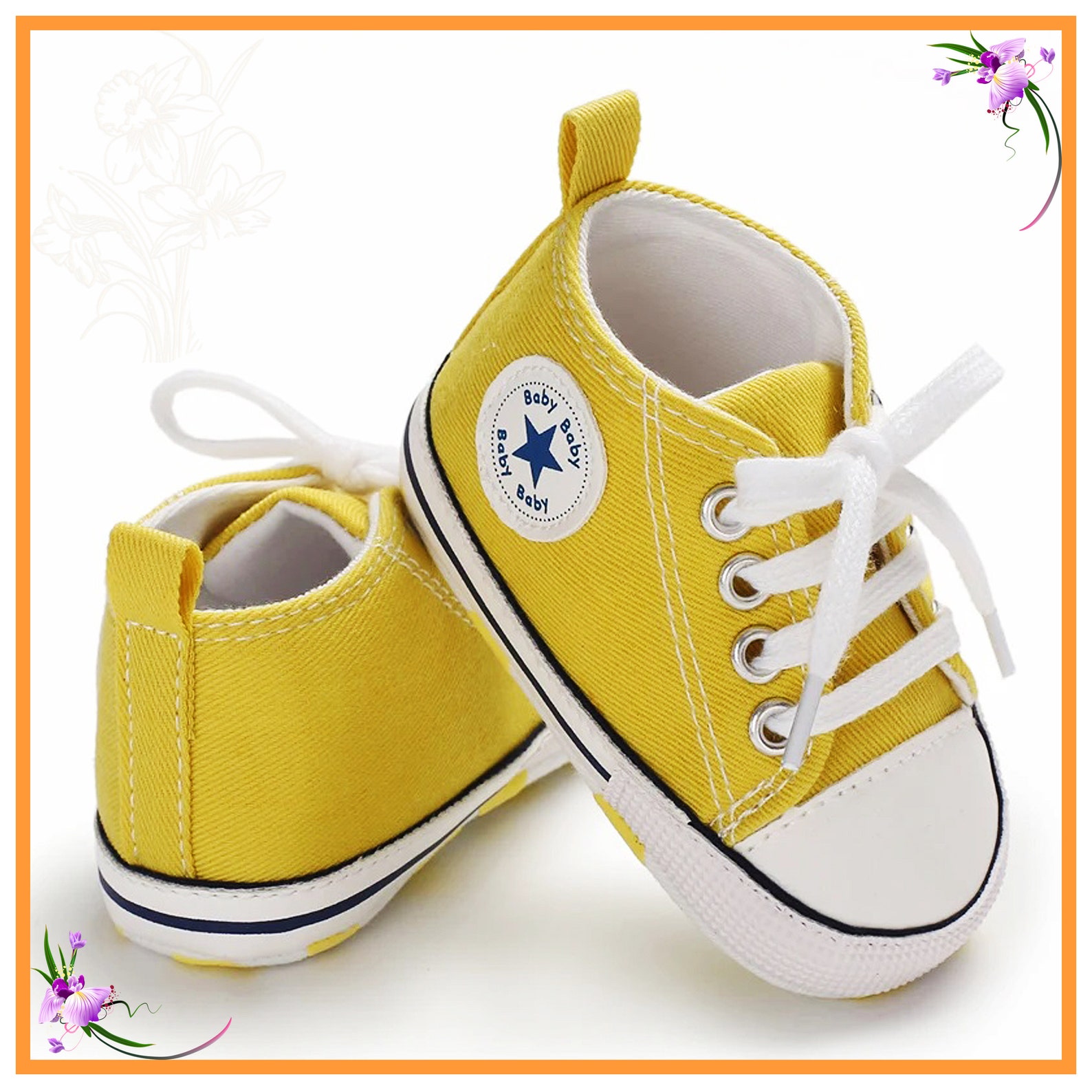 Yellow Baby Shoes, Yellow Shoes, Yellow Sneakers, Canvas Baby Shoes ...