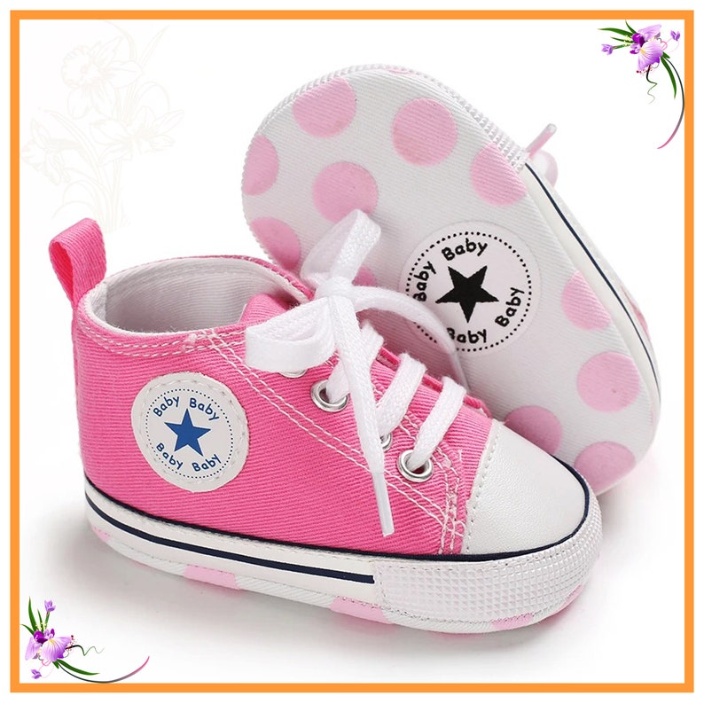 Pink Baby Shoes, Pink Baby Boots, Pink Sneakers, Crawling Baby Girl ...