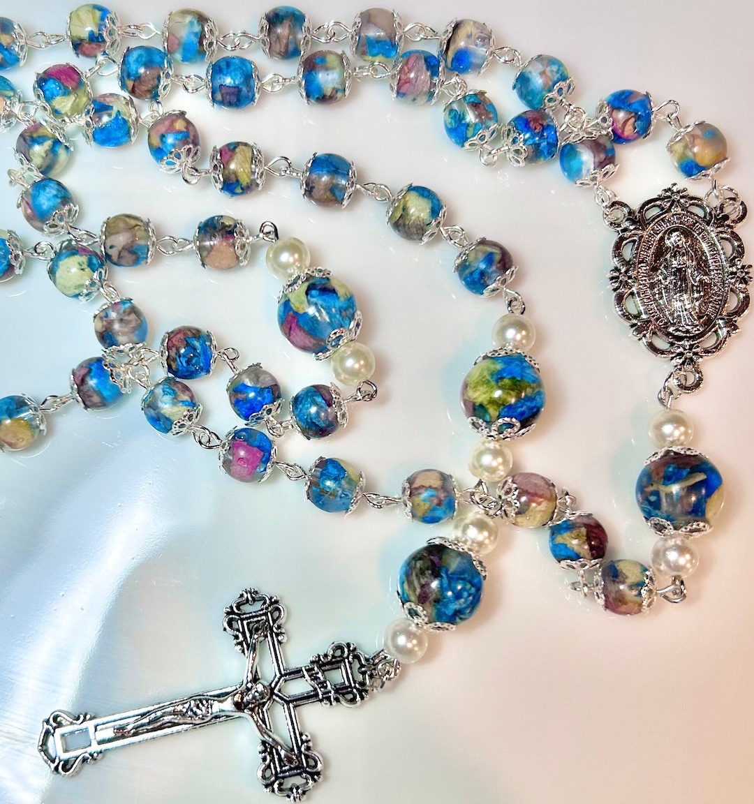 Keepsake Flower Petal Rosary: Memorial Funeral Flower Rosary; Handmade ...