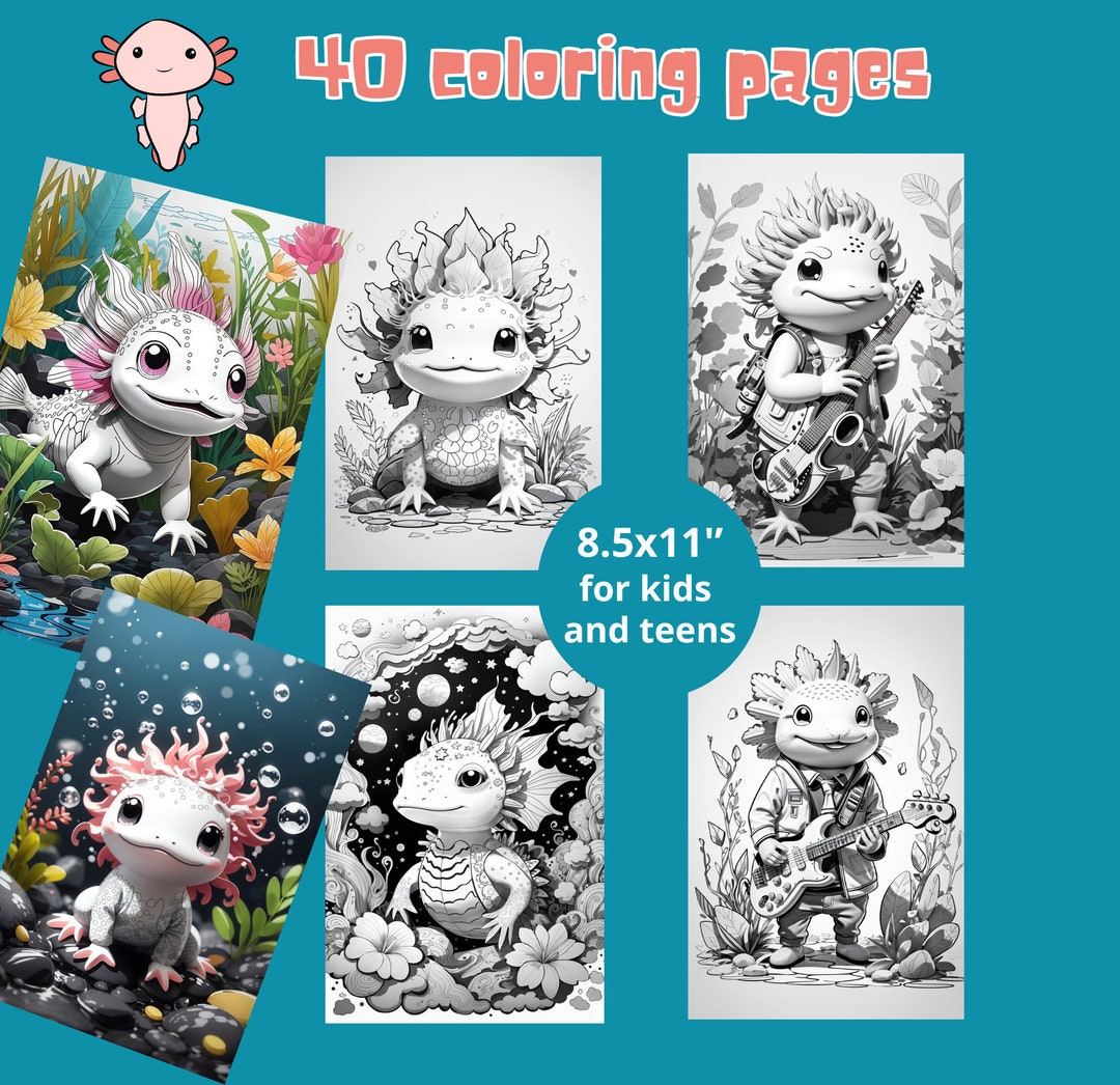 Axolotl Coloring Pages for Kids and Teens Axolotl Coloring Pages 40 Fun ...