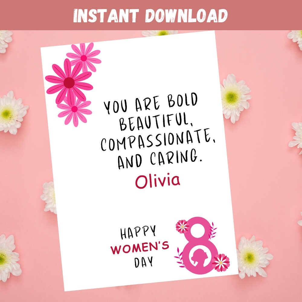 Editable International Women's Day Greeting Card Printable, Womens ...