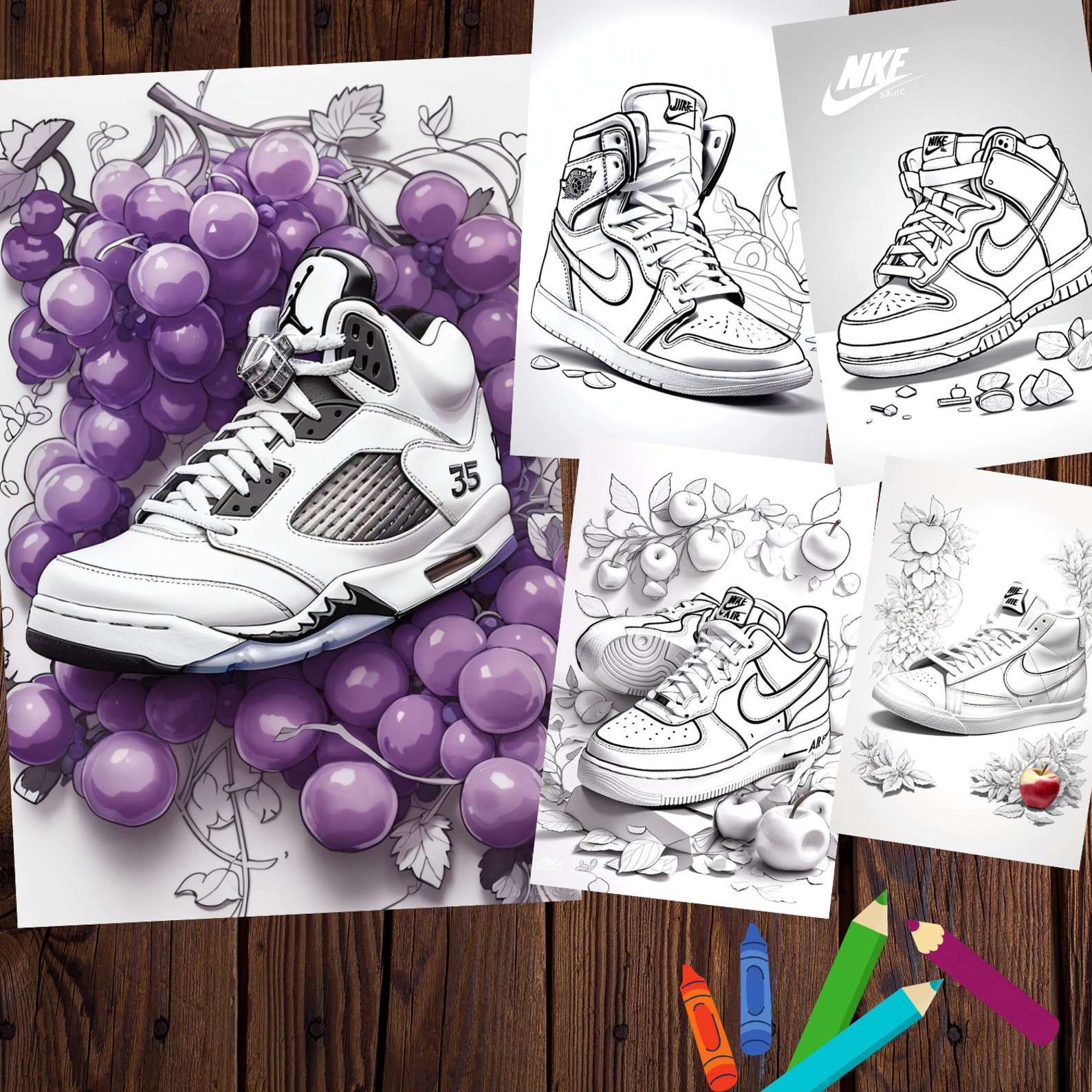 100 Sneaker Coloring Pages: A Coloring Pages for Adults and Kids 100 ...