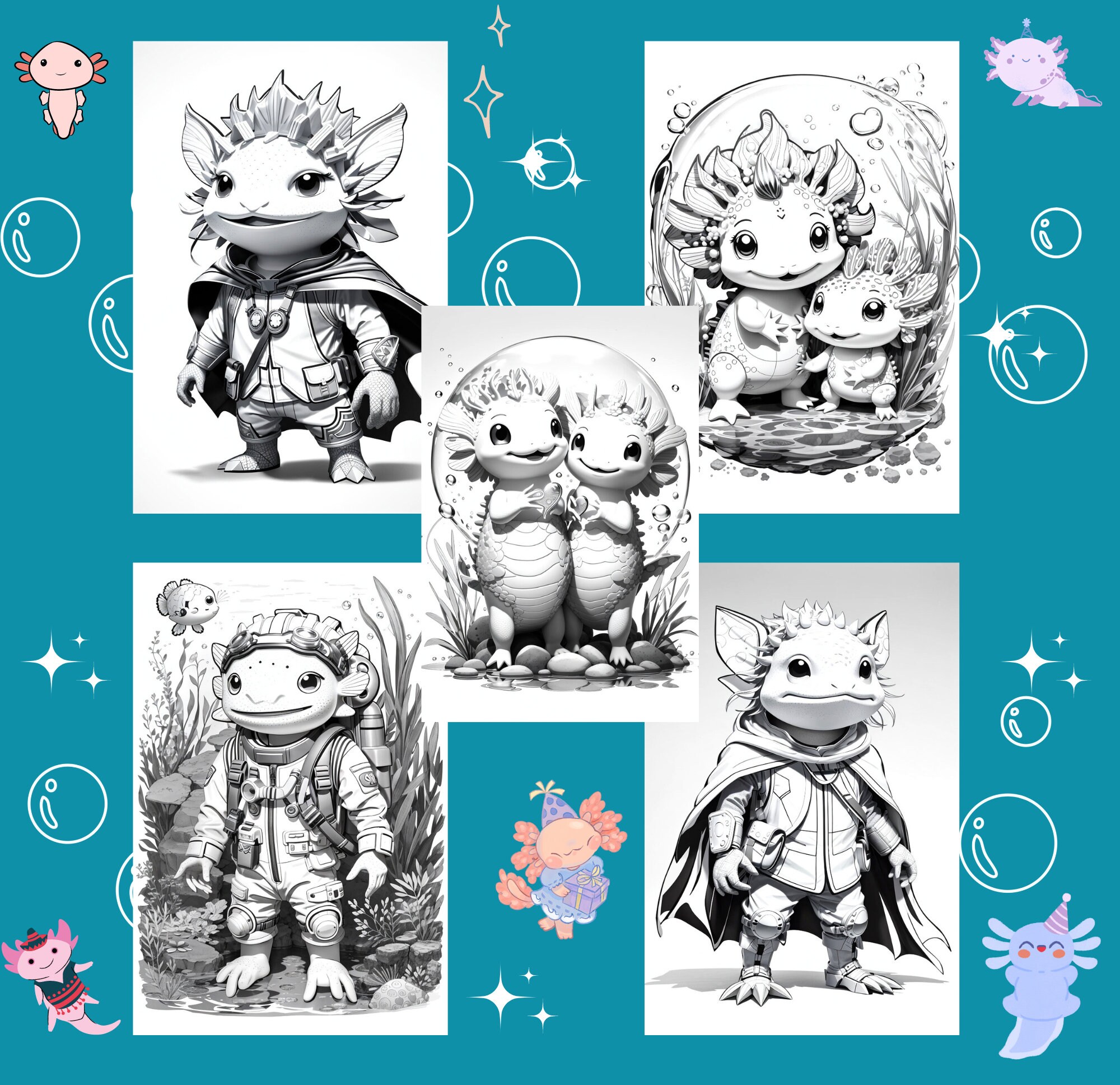 Axolotl Coloring Pages for Kids and Teens Axolotl Coloring Pages 40 Fun ...