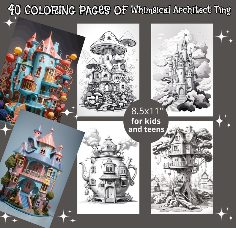 Whimsical Architect Tiny: A Coloring Printeble Pages Tiny Fantasia A ...