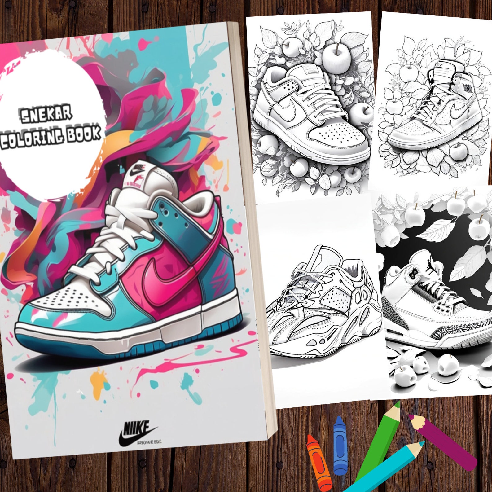 100 Sneaker Coloring Pages: A Coloring Pages for Adults and Kids 100 ...