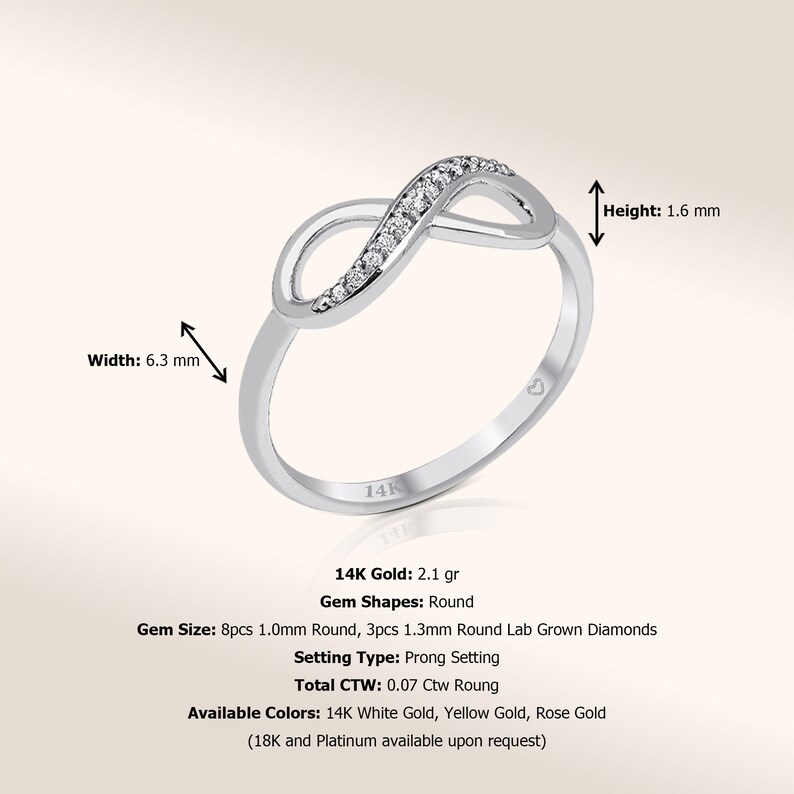 Infinity Symbol Ring 14K Solid Gold Stackable Ring Fine Jewelry for ...