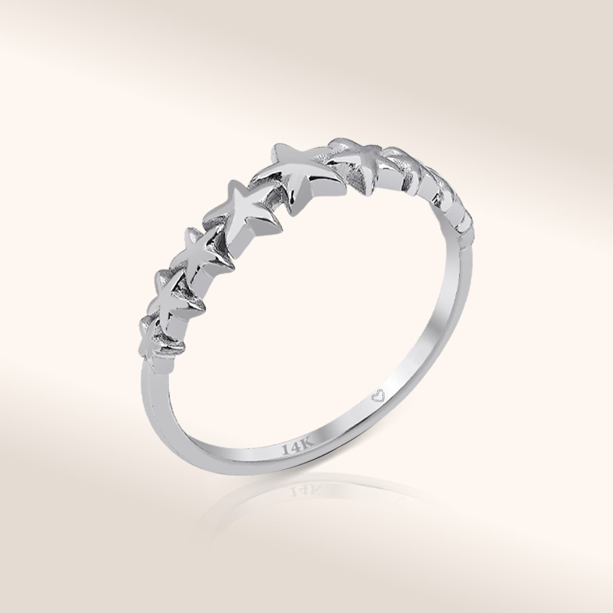 Tiny Star Ring Dainty Star Stacking Ring 14K Solid Gold Stackable Ring ...