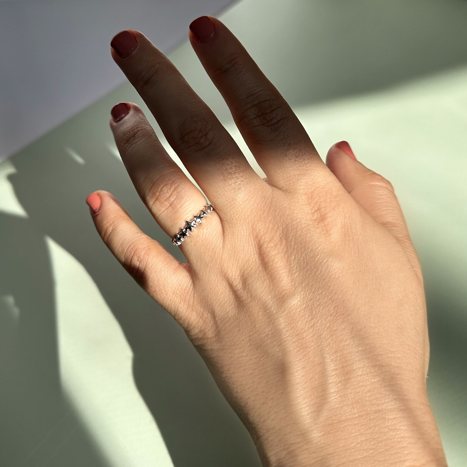 Tiny Star Ring Dainty Star Stacking Ring 14K Solid Gold Stackable Ring Celestial Band Minimalist ...