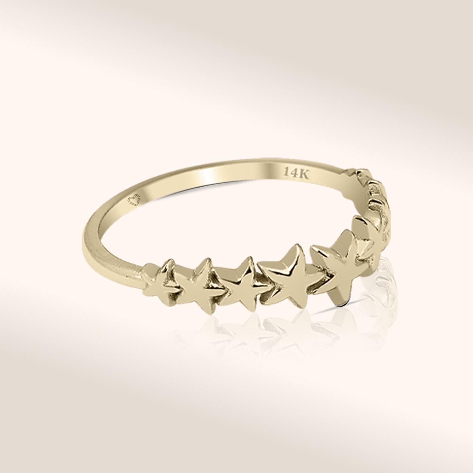 Tiny Star Ring Dainty Star Stacking Ring 14K Solid Gold Stackable Ring Celestial Band Minimalist ...