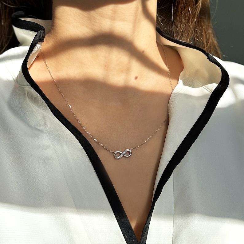 Infinity Symbol Necklace 14K Solid Gold Lab Grown Diamond Infinity ...