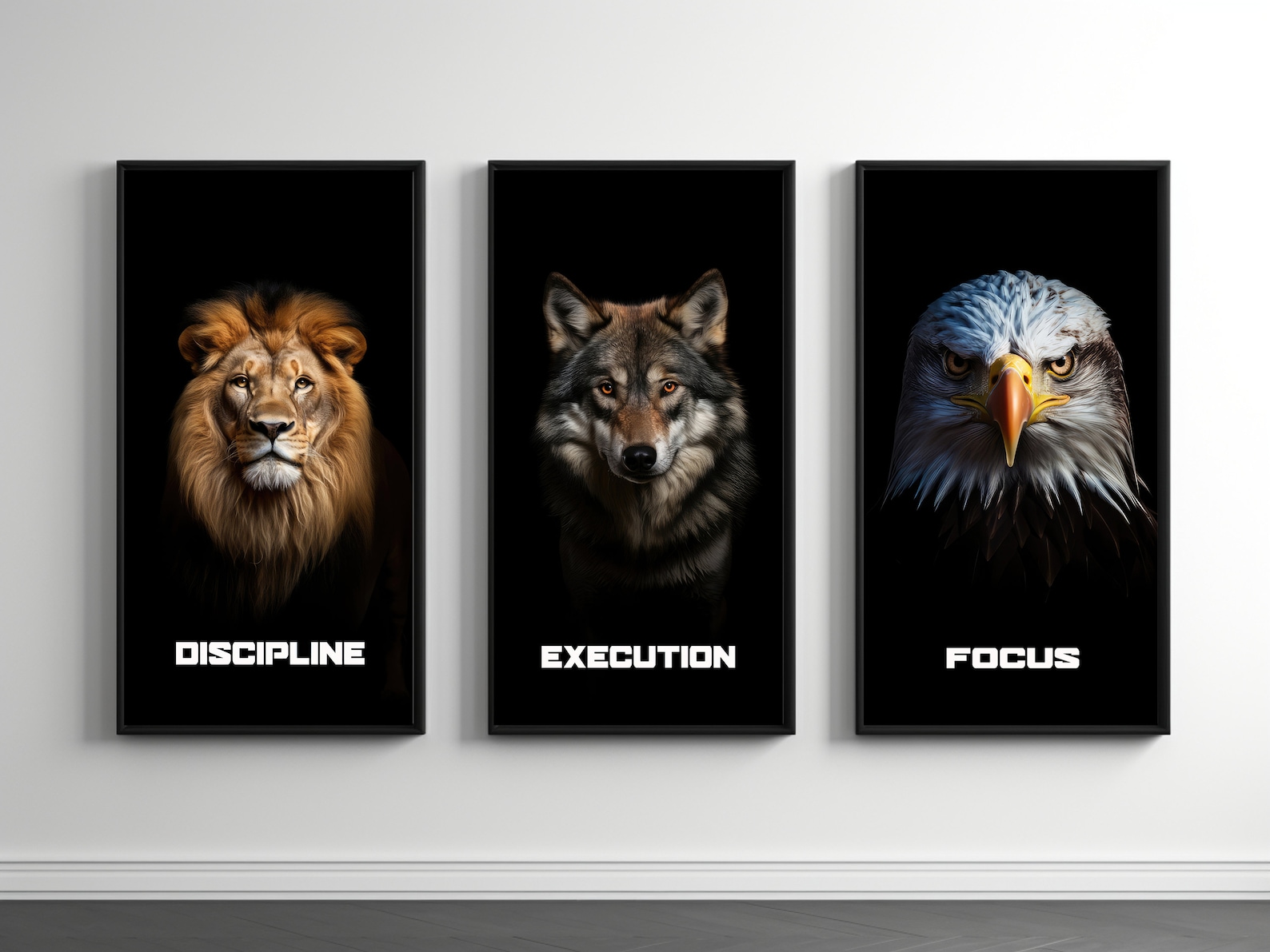 Set of 3 Inspirational Wall Art - Lion, Wolf, Eagle - Instant Digital ...
