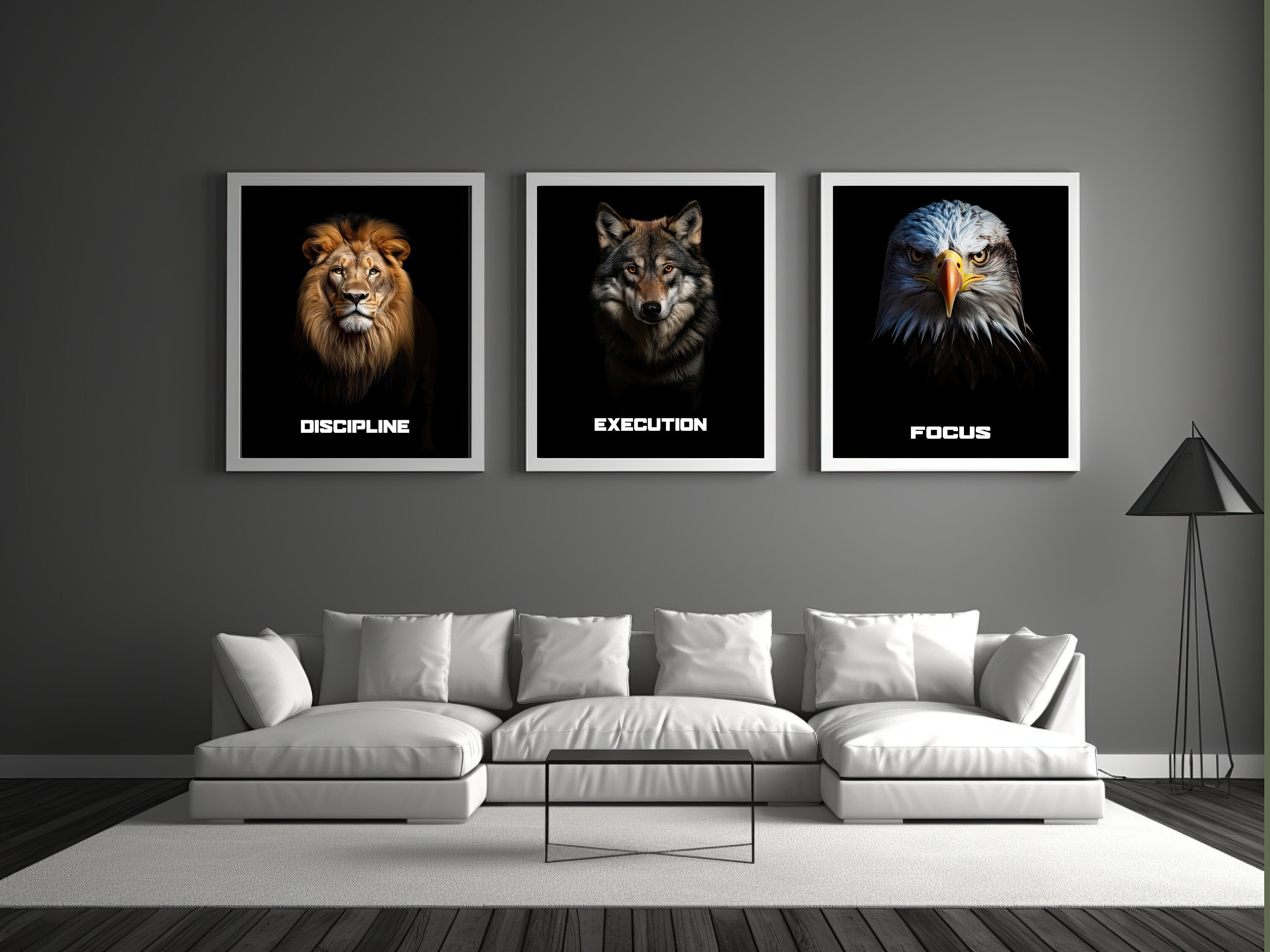 Set of 3 Inspirational Wall Art - Lion, Wolf, Eagle - Instant Digital ...