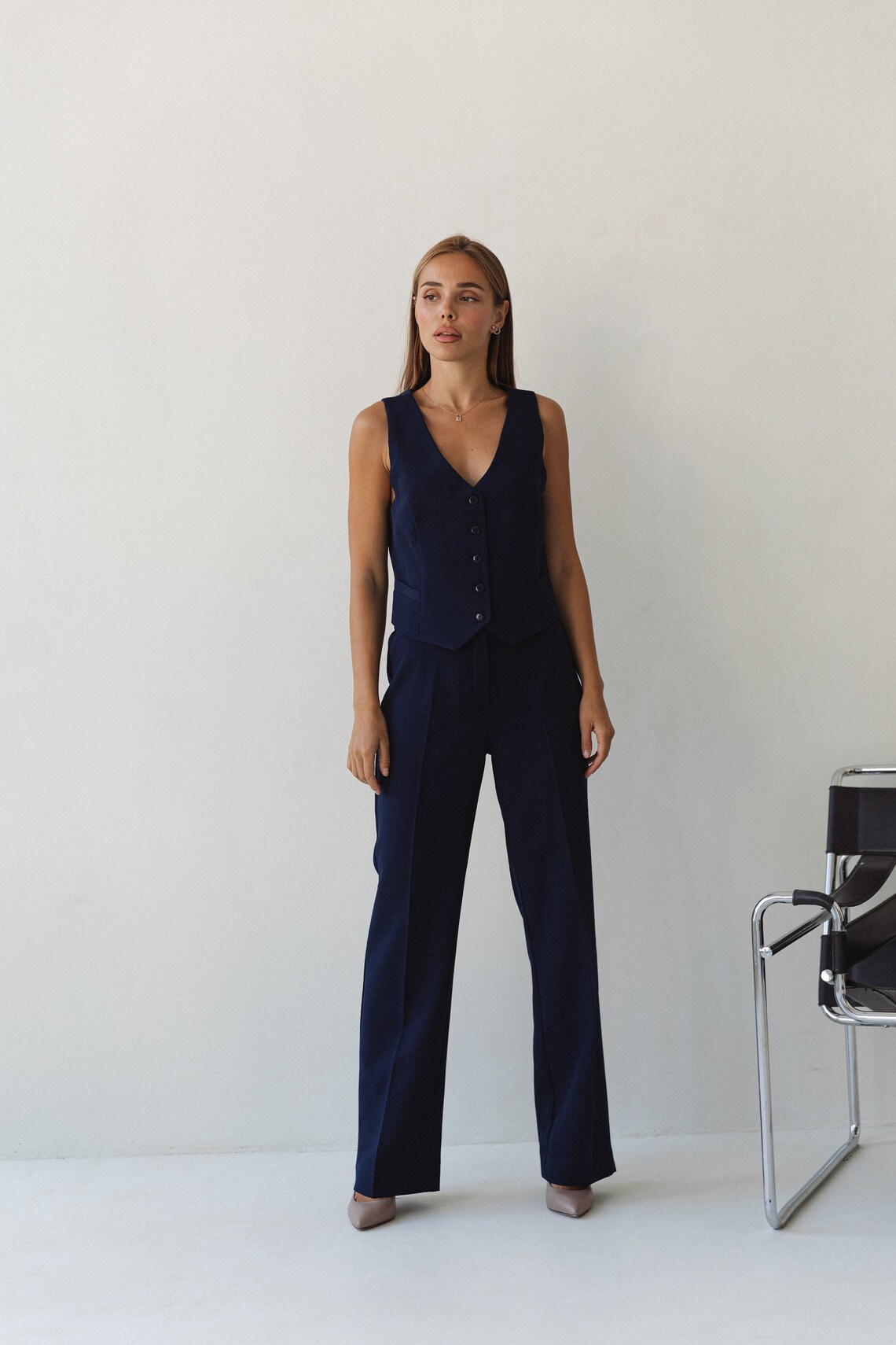 Two Piece Wedding Guest Pantsuit. Matching Set With Vest and Pants ...