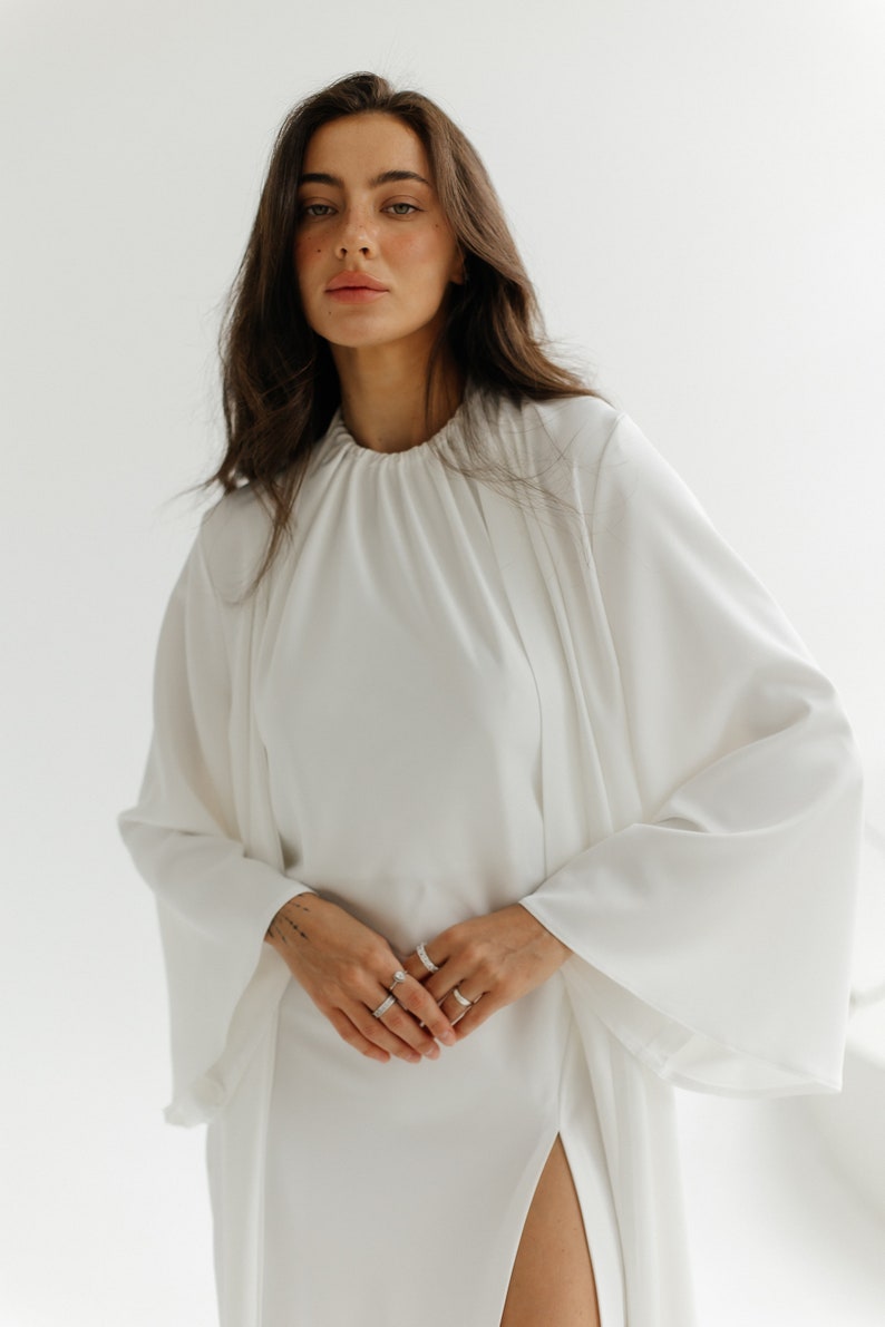 Event Silk Dress With Turtleneck.white Satin Floor Dress.tea Ceremony ...