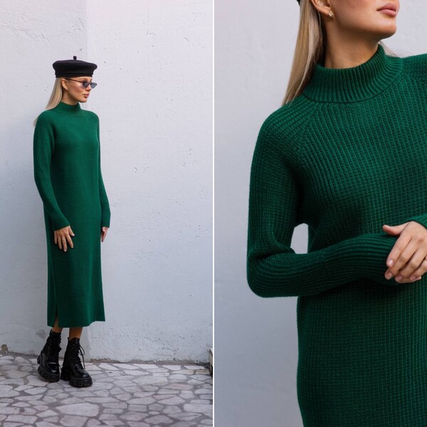 Green Sweater Dress - Etsy