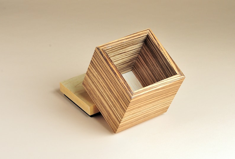 Zebrawood and Maple Square Box - Etsy