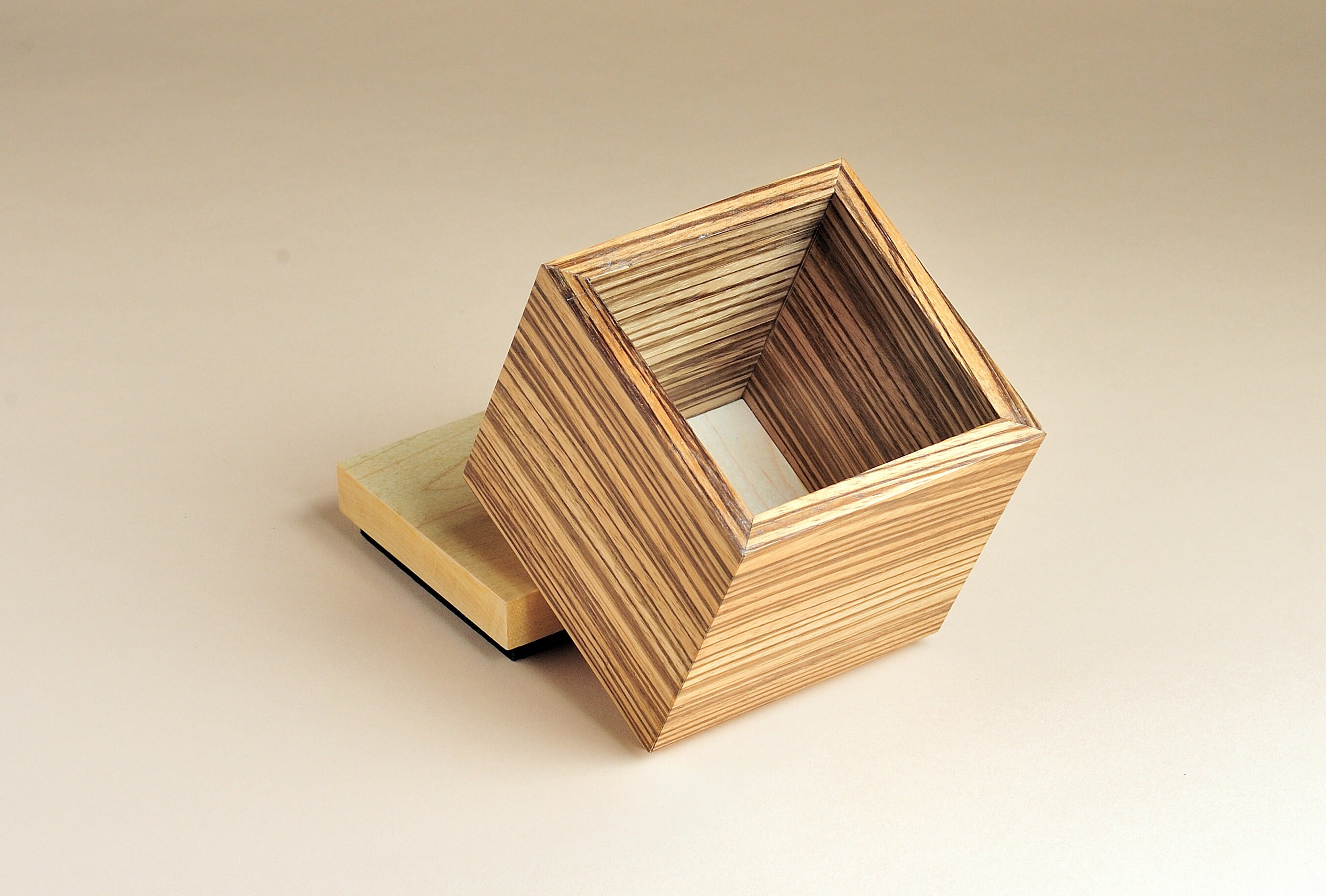 Zebrawood and Maple Square Box - Etsy