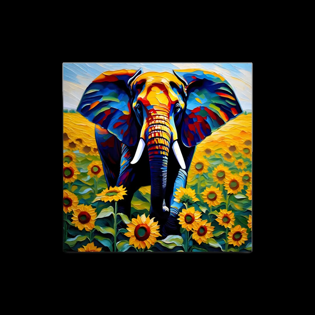 An Elephant and Sunflowers Fine Print - Etsy