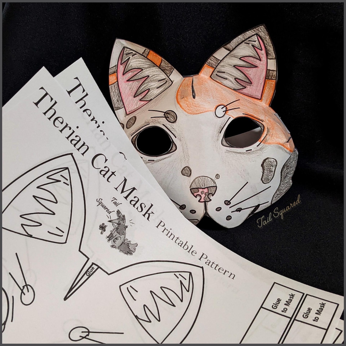 Printable Therian Cat Mask Pattern For Diy Costumes Etsy