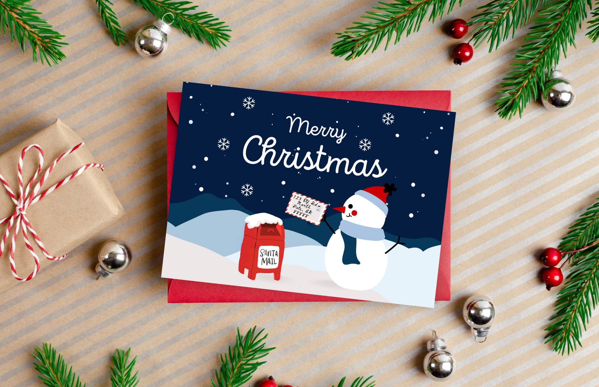 Mail Carrier Snowman Christmas Card Printable - Etsy
