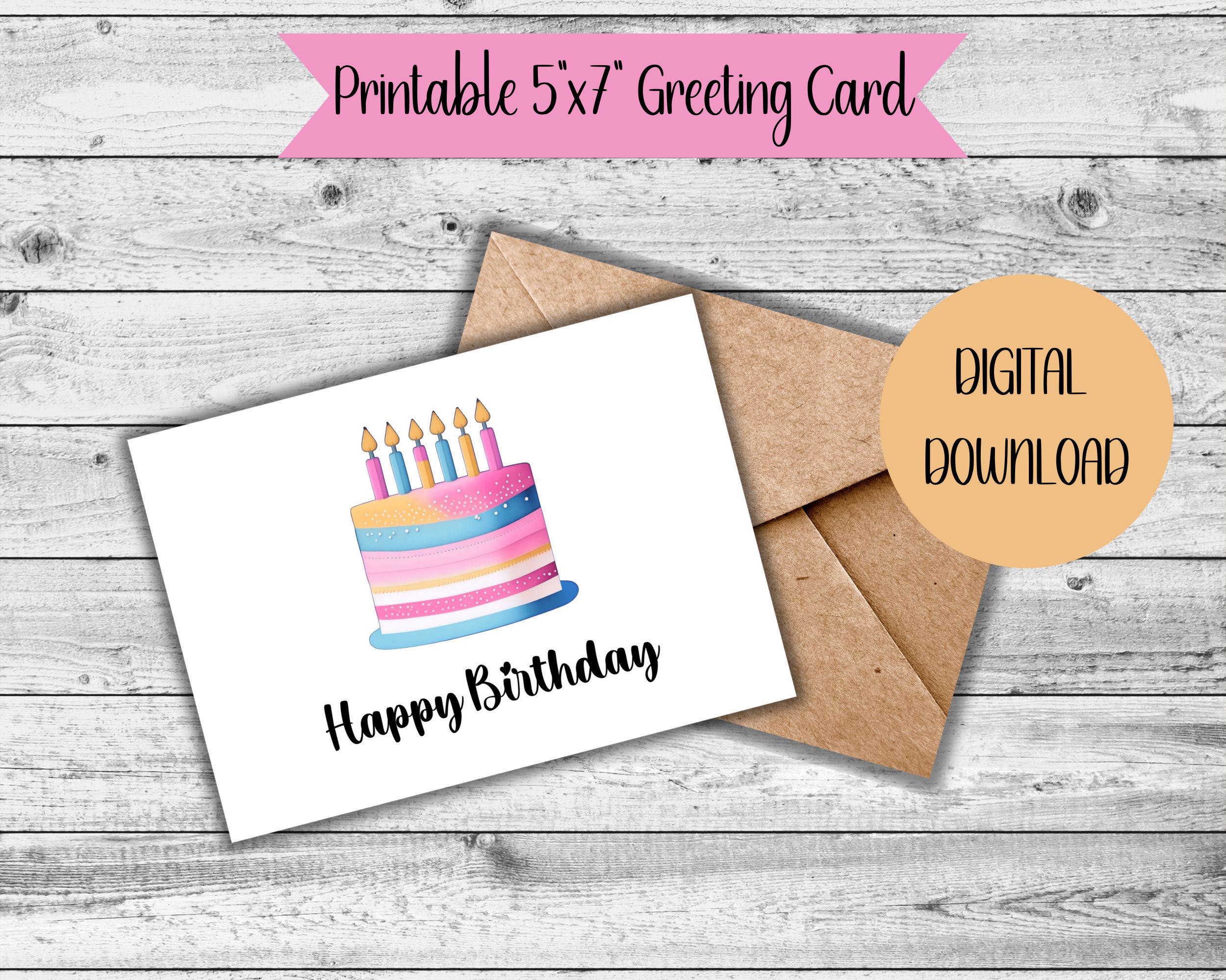 Happy Birthday Card Printable Birthday Card Colorful Birthday Cake ...