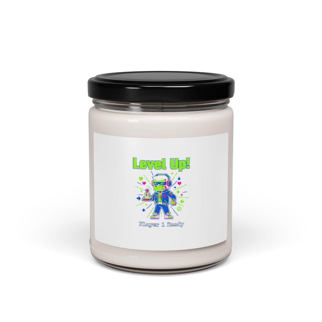 Level Up! Soy Candle | Gamer Pixel Art, Retro HUD Scented Jar - Etsy