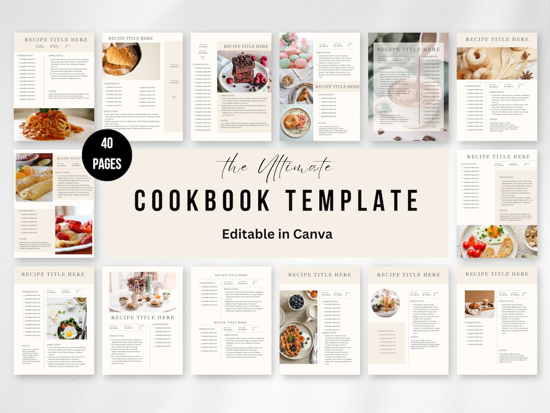 Family Cookbook Template Canva, Editable Recipe Book Template ...