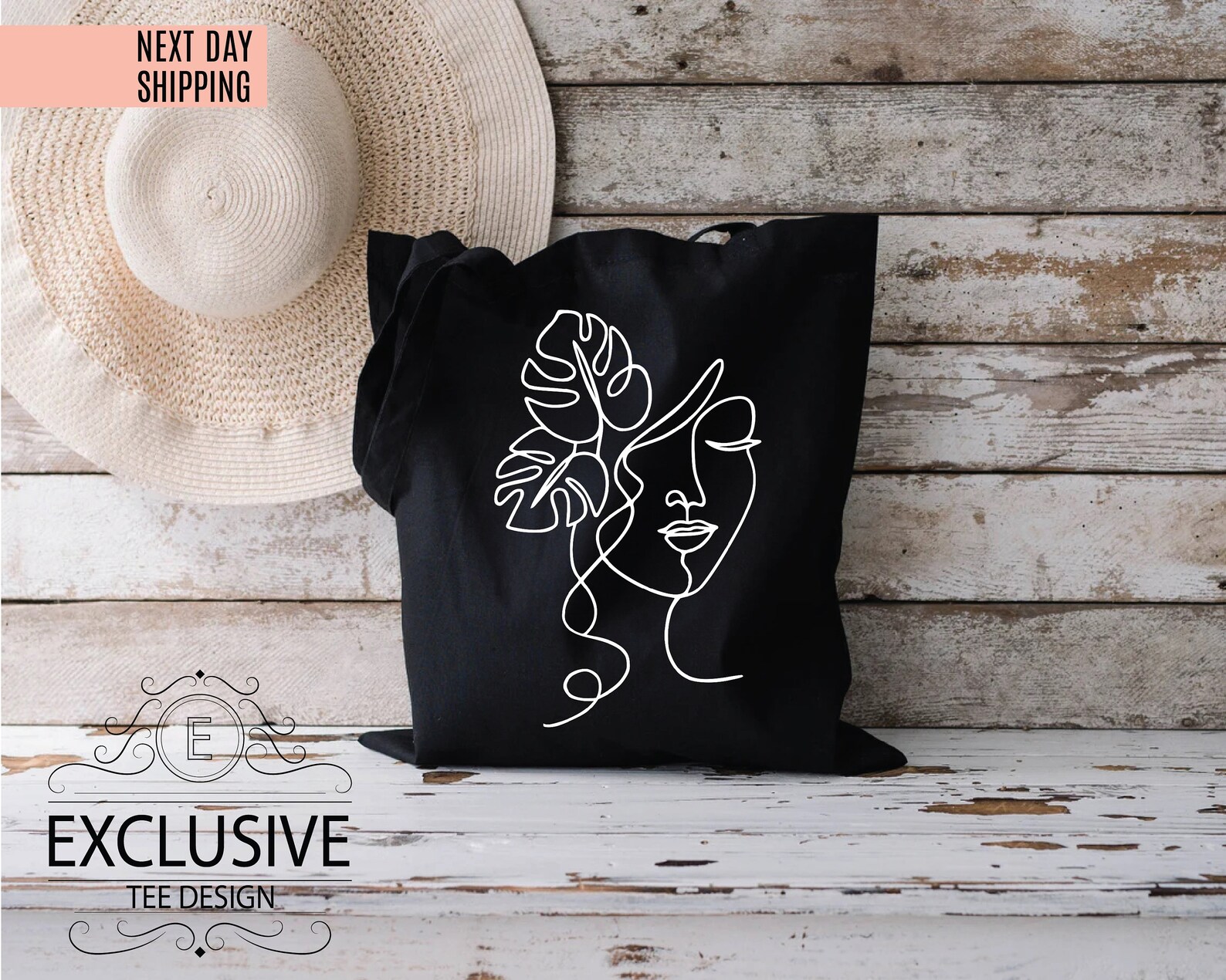 Floral Woman Face Line Art Tote Bag, Woman Silhouette Tote Bag ...