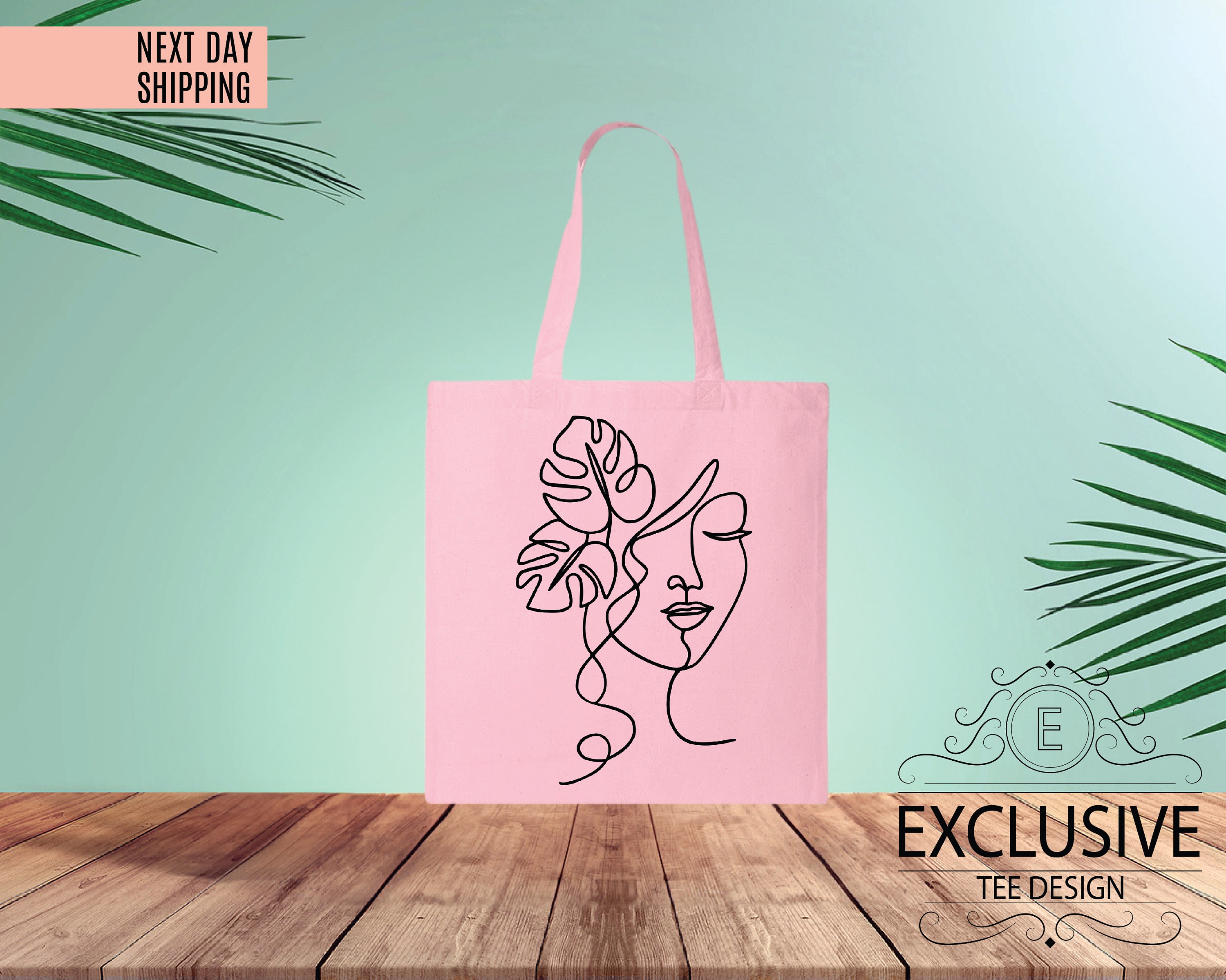 Floral Woman Face Line Art Tote Bag, Woman Silhouette Tote Bag ...