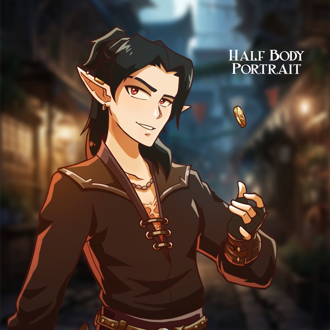 Custom Fantasy TTRPG Character Portrait: Half-body Character Art ...
