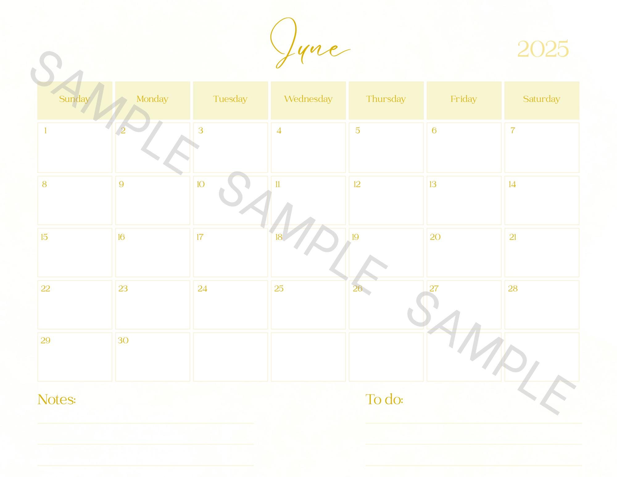 June 2025 Calendar Printable | Minimalist Monthly Wall Calendar PDF ...