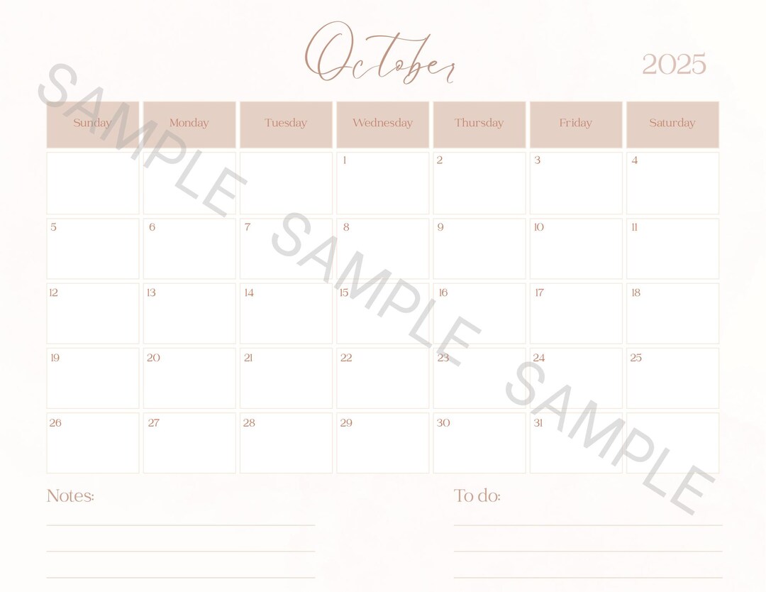 October 2025 Calendar Printable | Minimalist Aesthetic Wall Calendar ...