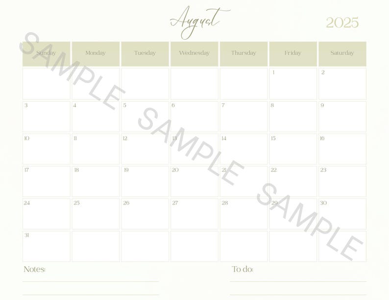 August 2025 Calendar Printable | Minimalist Monthly Wall Calendar PDF ...