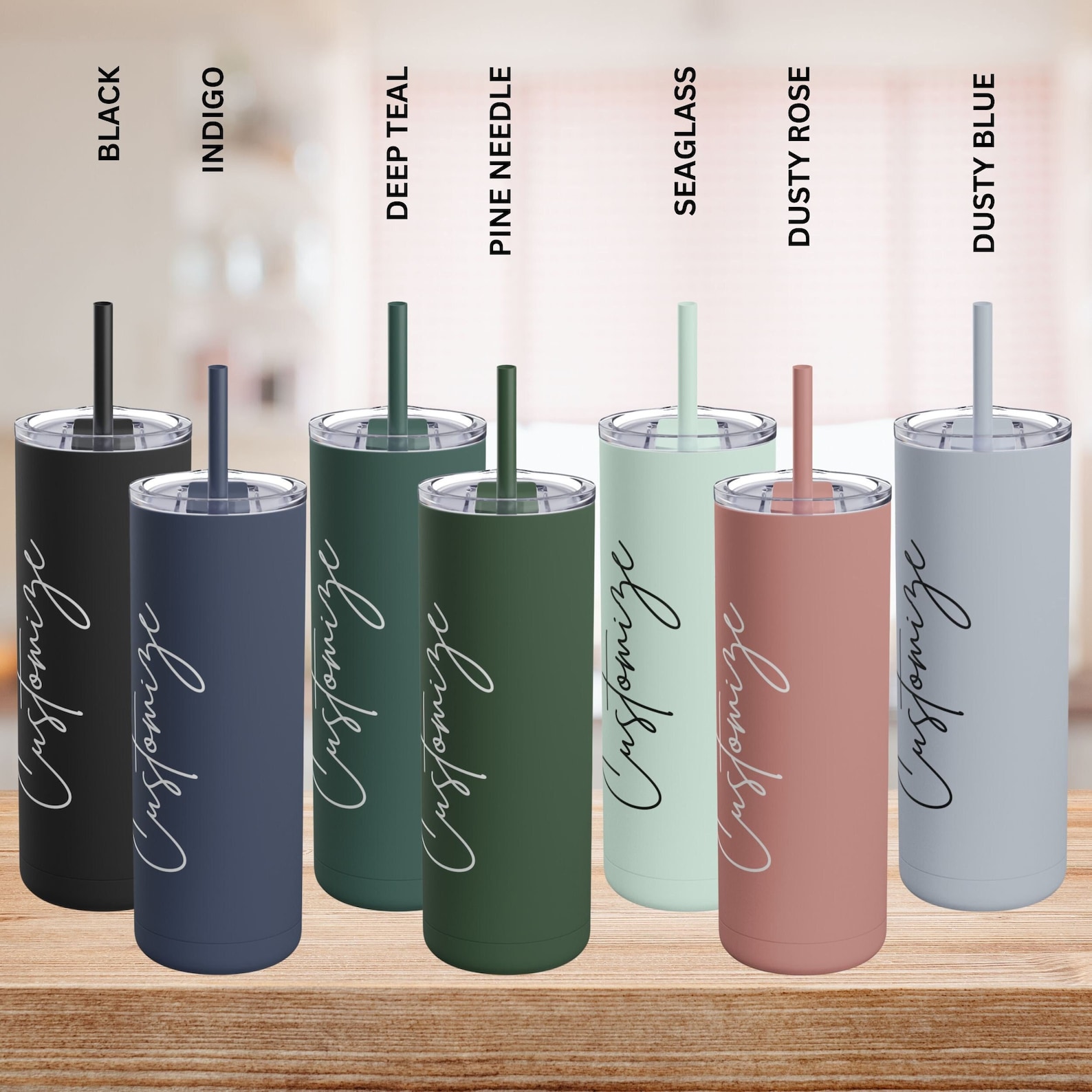 Custom Skinny Tumbler, Personalized Tumbler With Straw, 20oz Tumbler ...