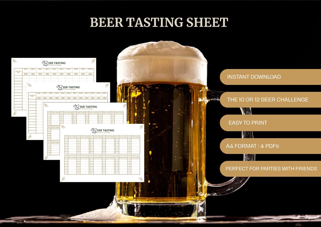 Beer Tasting Sheet | A4 PDF | INSTANT DOWNLOAD - Etsy