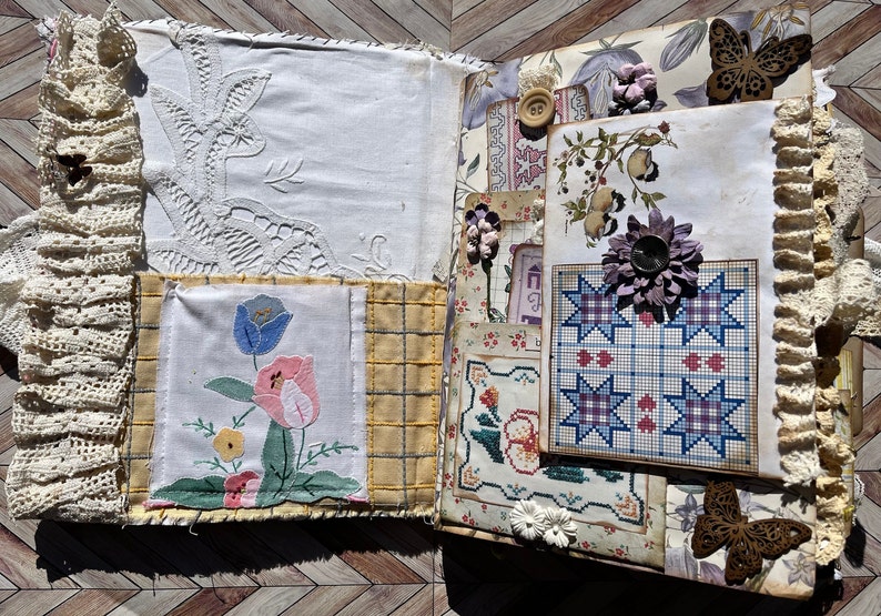 Handmade Vintage Embroidery Themed Junk Journal Book Mixed Media ...